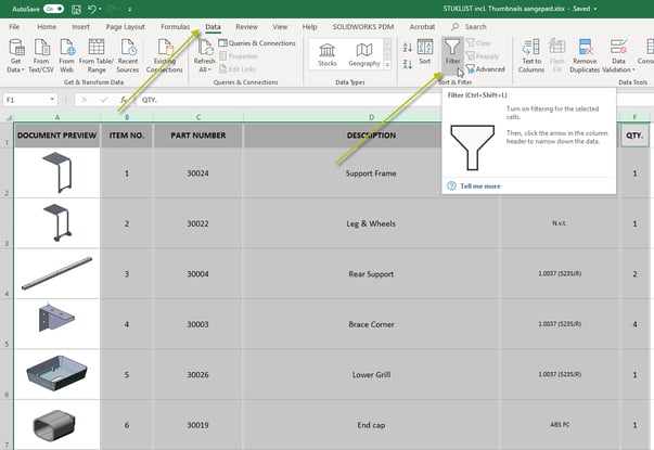 Een stuklijst met afbeeldingen uit SOLIDWORKS? | Visiativ Benelux