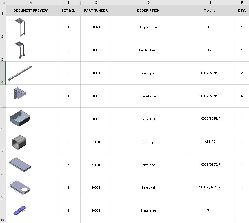 Een stuklijst met afbeeldingen uit SOLIDWORKS? | Visiativ Benelux